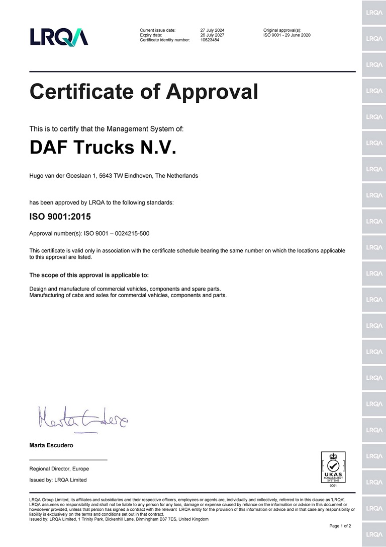 Quality- DAF Trucks Ltd, United Kingdom